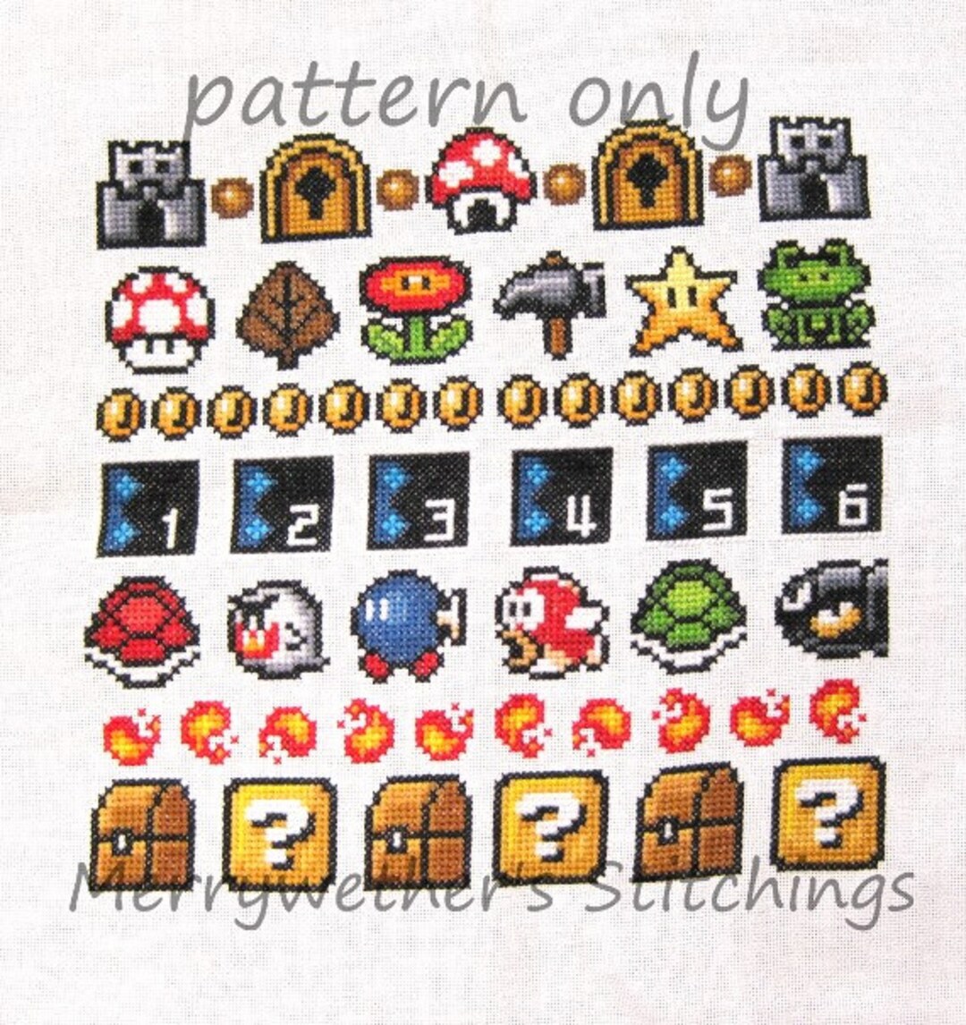 Super Mario 3 All Stars Band Sampler Cross Stitch PATTERN - Etsy
