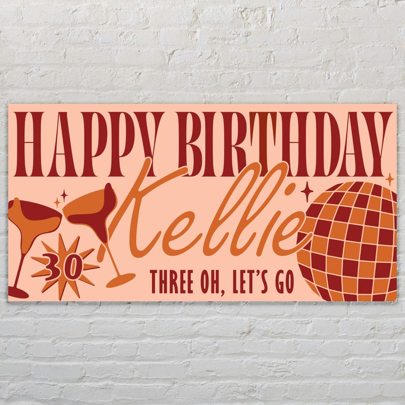 Personalized Retro Birthday Banner - Vintage 70's Disco Themed Party ...