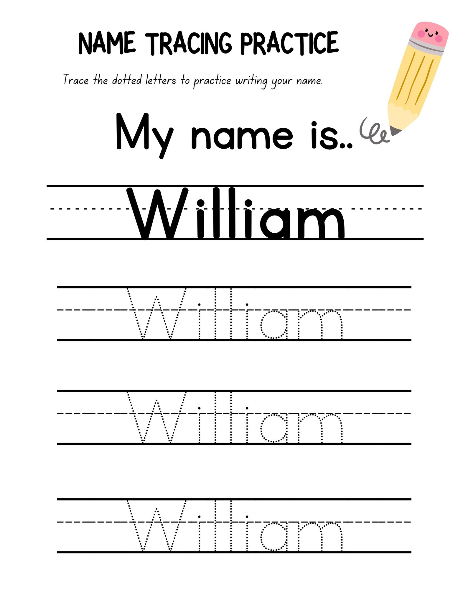 Pre-k Custom Name Tracing Worksheet Back to School - Etsy