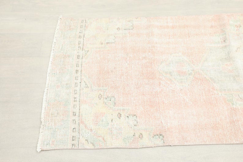 3x8 Ft Beige Pink, Vintage Turkish Runner Rug, Country Farmhouse Runner ...