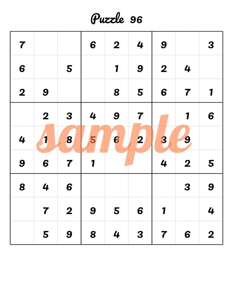 Printable Sudoku Puzzles – Fun Brain Game PDF (part 2) - Etsy