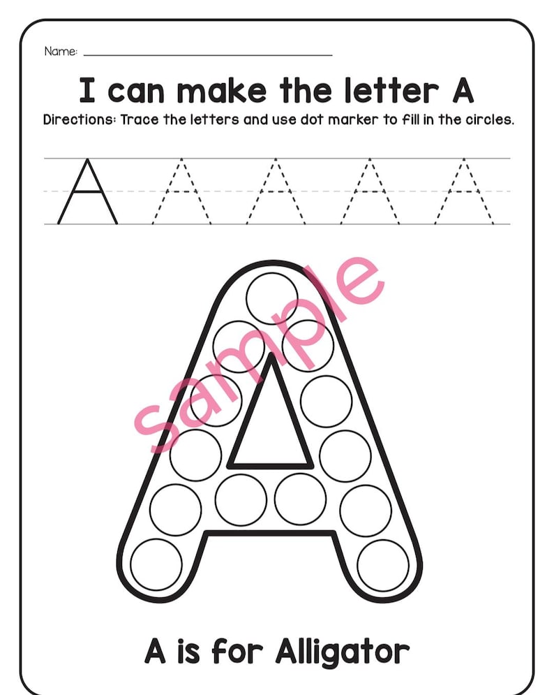 A to Z Dot Marker Tracing & Coloring Sheets - PDF - Etsy