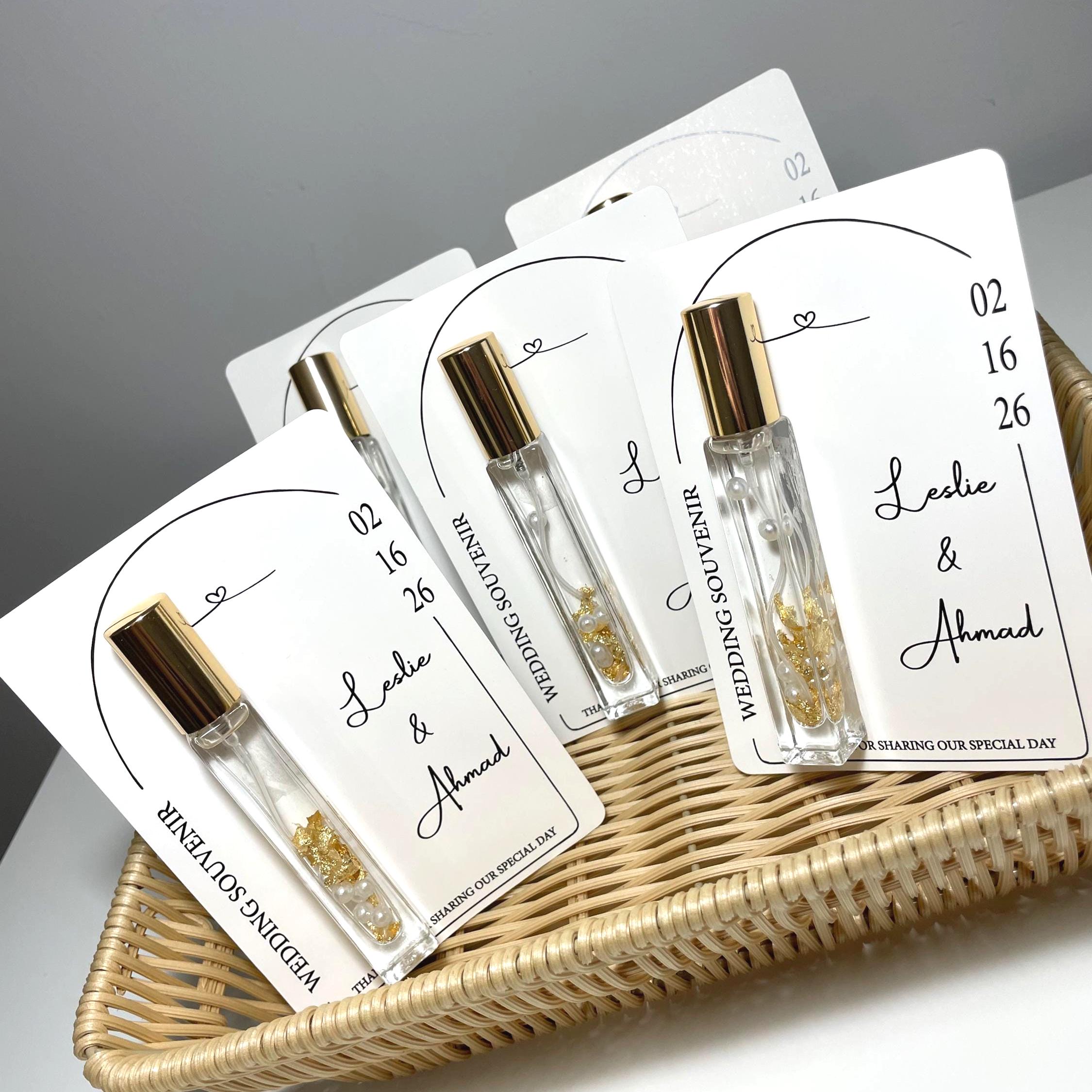 Personalized Perfume Party Favors With Gold Leaf and Pearls: Wedding ...