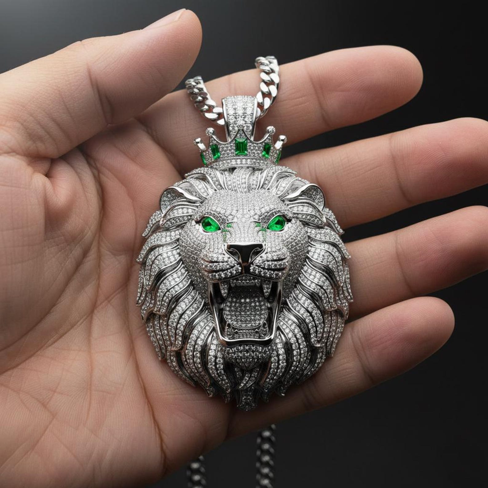 Iced Out Lion Head Pendant, Sterling Silver Moissanite Hip Hop Jewelry ...