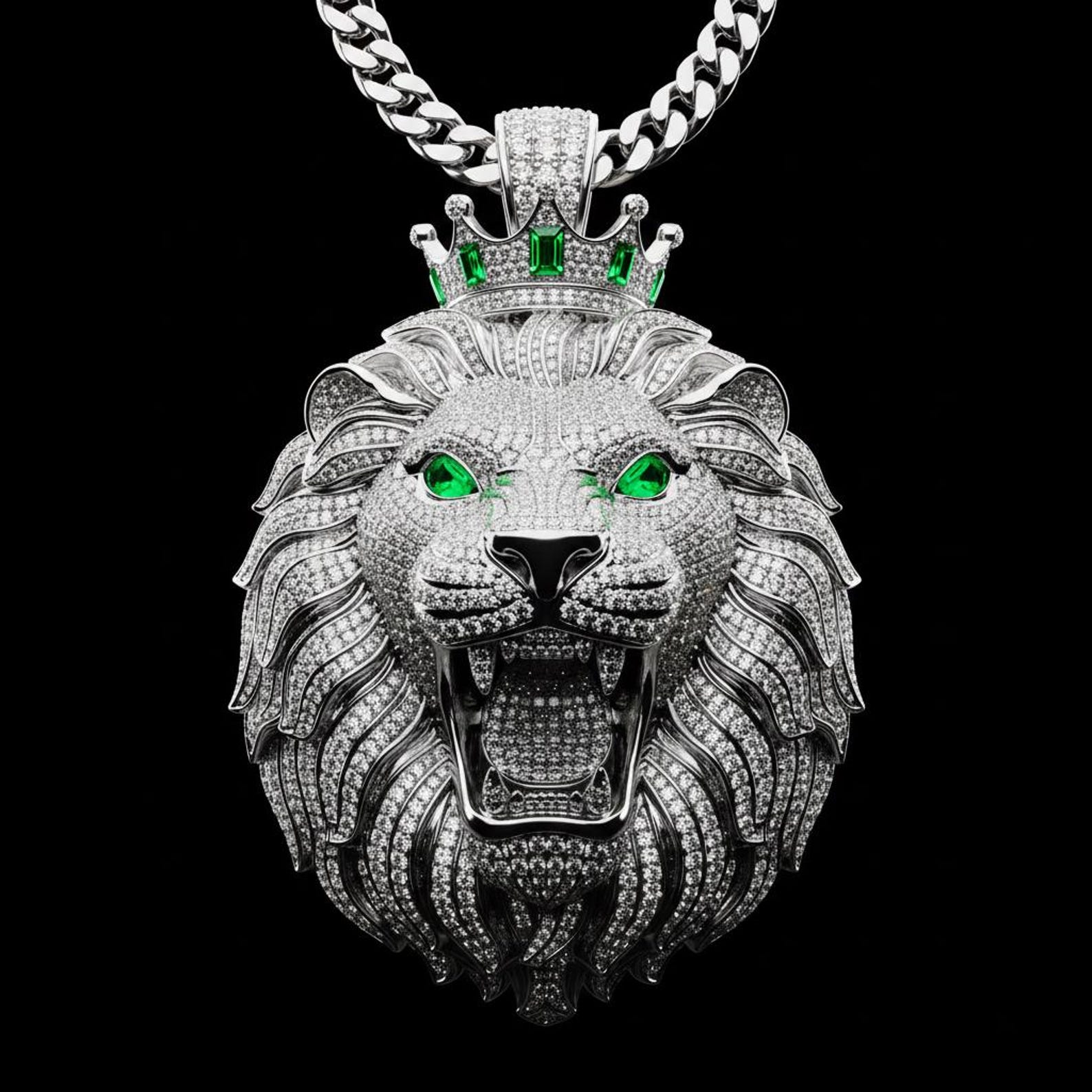 Iced Out Lion Head Pendant, Sterling Silver Moissanite Hip Hop Jewelry ...