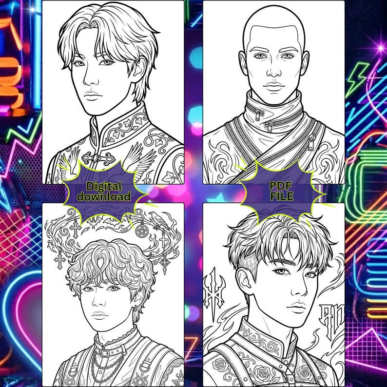 Abyssal Idols K-pop Coloring Book | Dark Fantasy Anime Boys | Gothic ...
