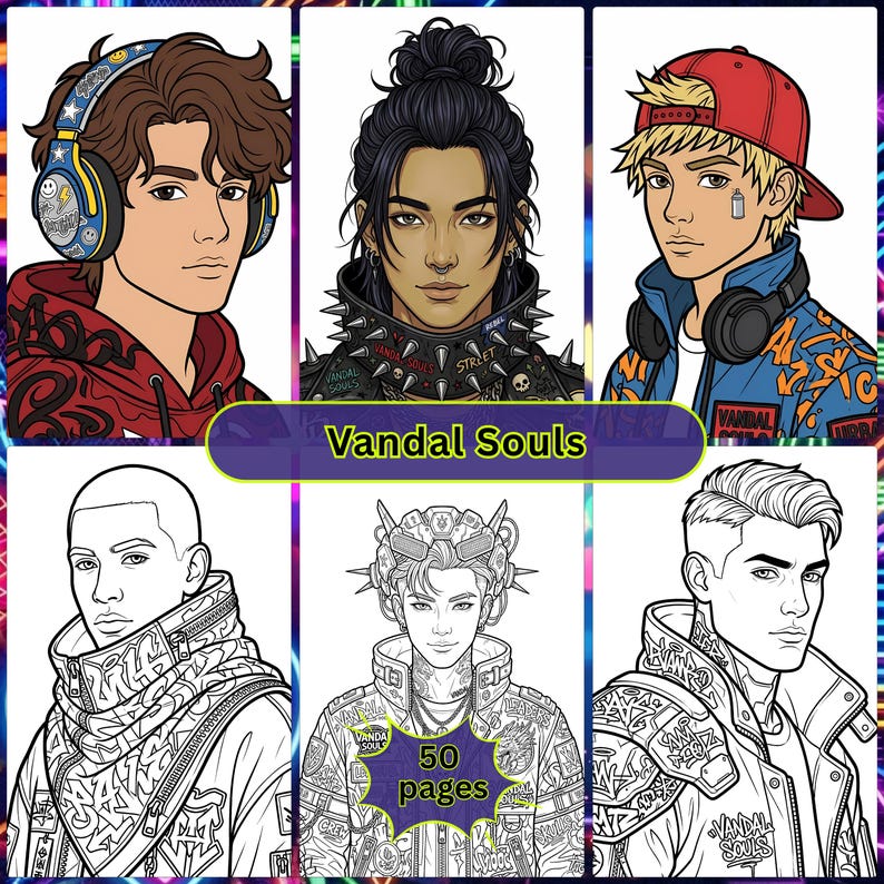 Vandal Souls K-pop Demon Hunters Coloring Book | Urban Streetwear Anime ...
