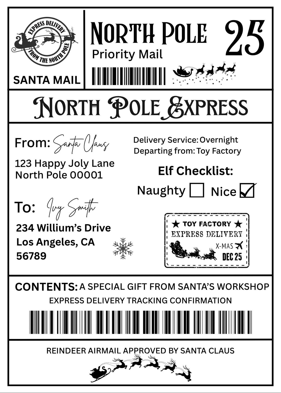 Santa's Shipping Labels - Etsy