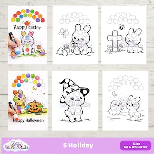 Holiday Dot Marker Coloring Pages– Easter, Halloween, Christmas ...