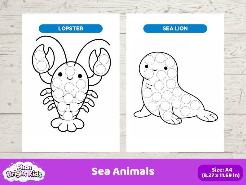 Ocean Animals Dot Marker Worksheets for Toddlers, Preschool Dot Sticker ...