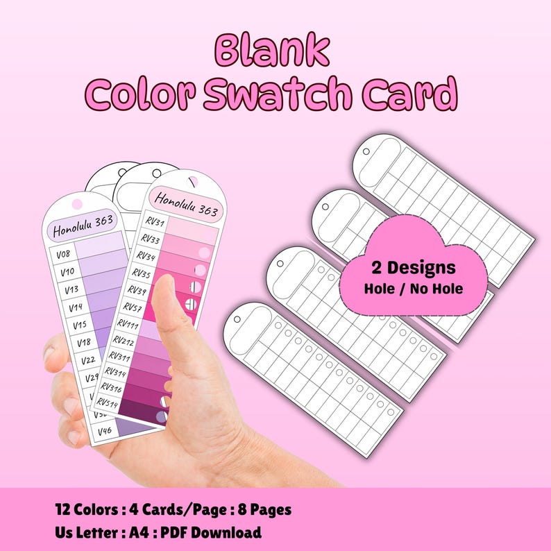 Blank Color Swatch Cards Printable, Marker Swatch Chart Template ...