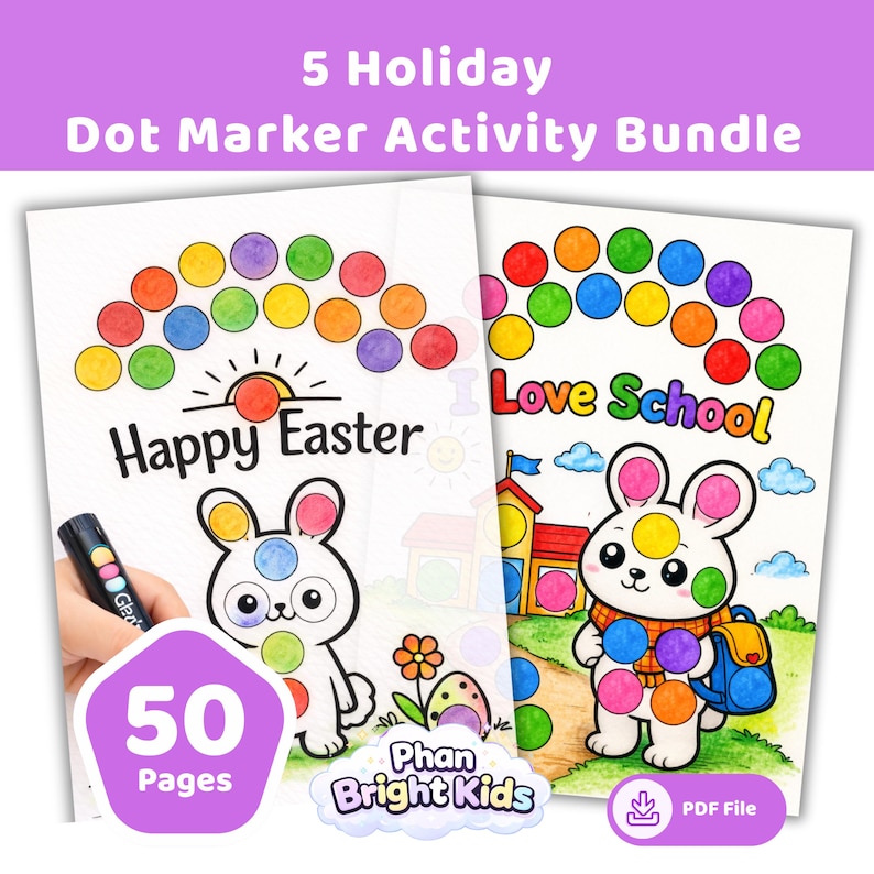 Holiday Dot Marker Coloring Pages– Easter, Halloween, Christmas ...