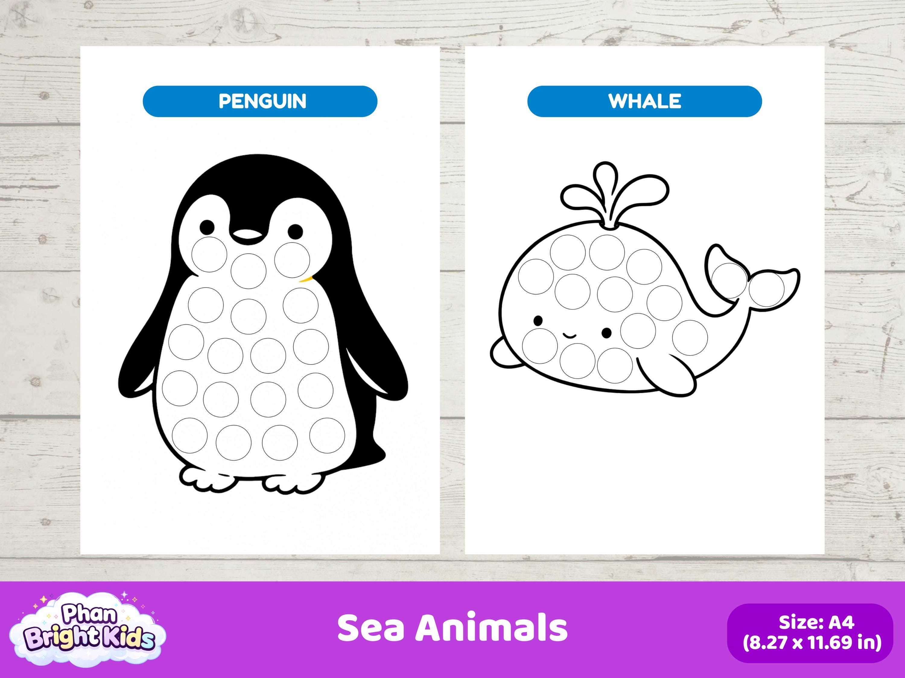 Ocean Animals Dot Marker Worksheets for Toddlers, Preschool Dot Sticker ...