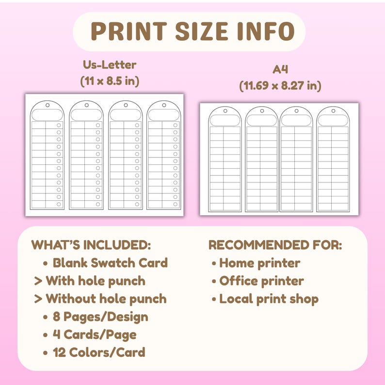 Blank Color Swatch Cards Printable, Marker Swatch Chart Template ...