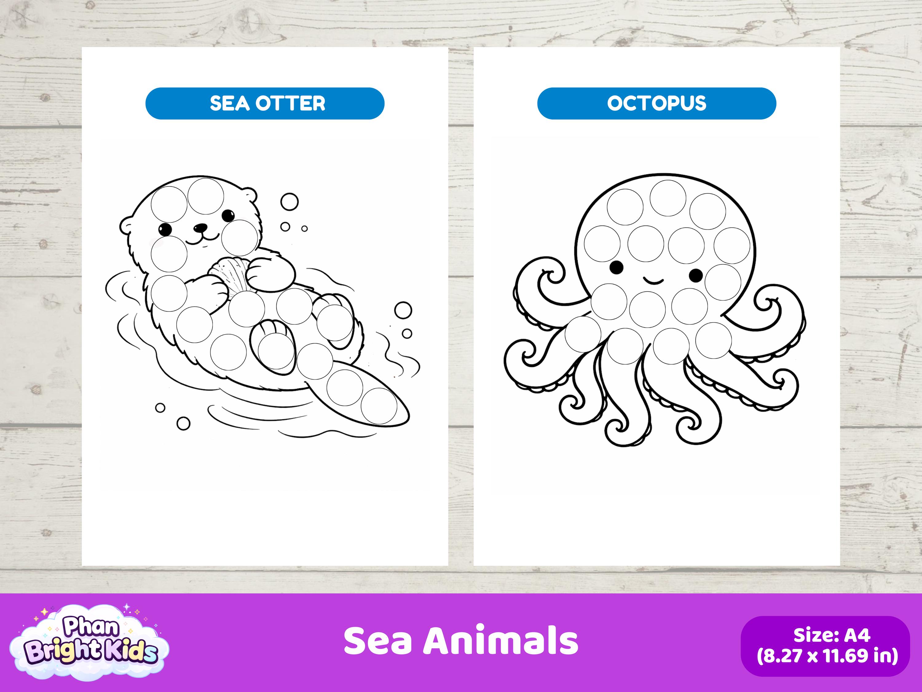 Sea Animals2 Dot Marker Coloring Pages, Dot Activity: 10 Fun Printable ...