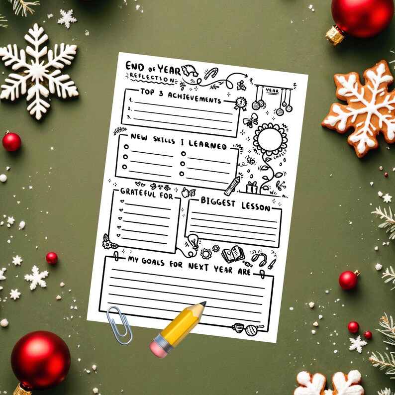 End of Year - Hand Drawn Doodle - PRINTABLE Page - Etsy
