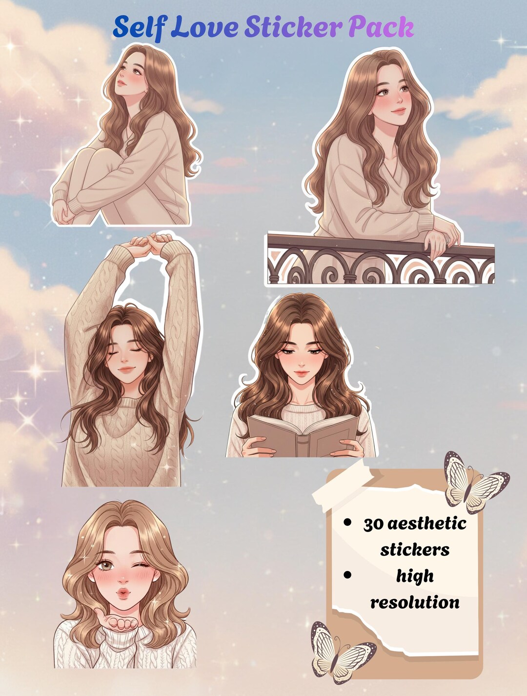 Self-love Affirmation Sticker Pack | Mental Health Journaling (digital ...