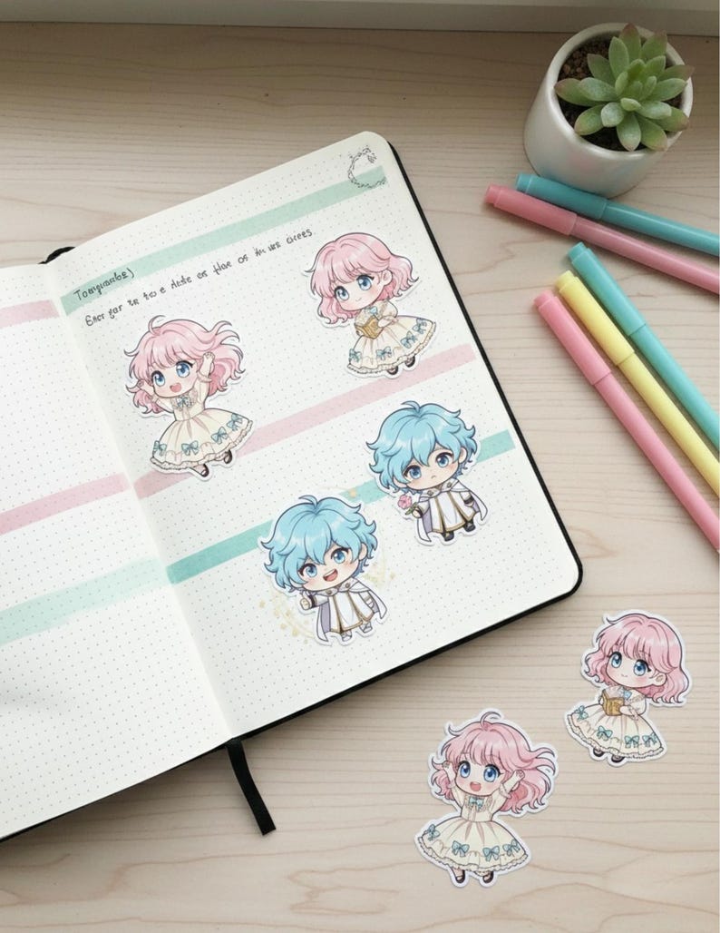 Kawaii Chibli Printable Stickers for Goodnotes, Scrapbooks and Journals ...