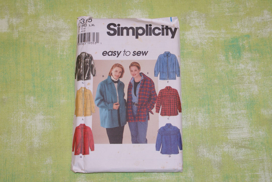 Retired Uncut Simplicity 7315 Easy to Sew Misses Shirt Jacket Sewing ...