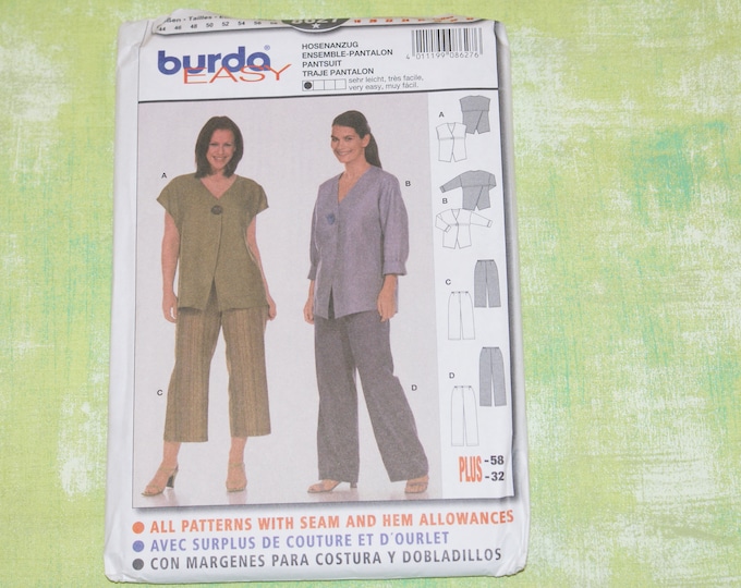 Retired Uncut Burda 8627 International Misses Pantsuit Top and Pants ...