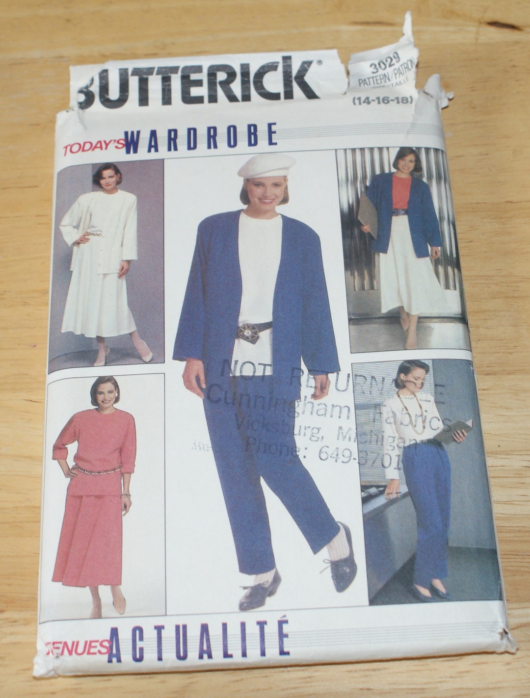Vintage Butterick 3029 Jacket, Top, Skirt & Pants Pattern (size 14-18 ...