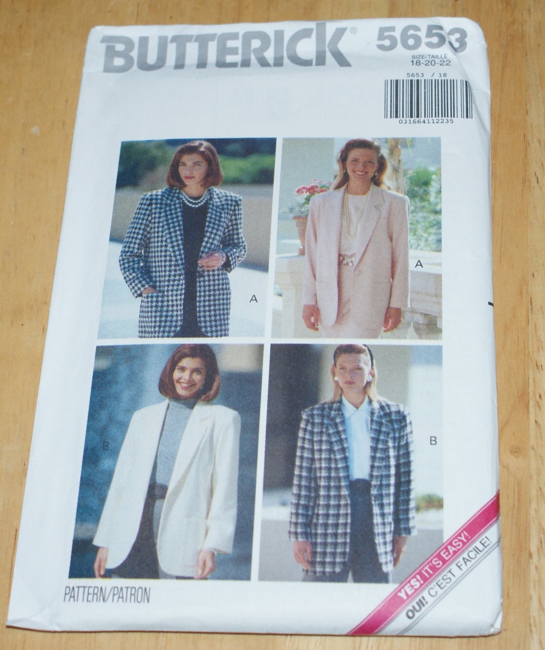 Vintage Retired Uncut Butterick Misses Lined Jacket Pattern 5653 Size ...
