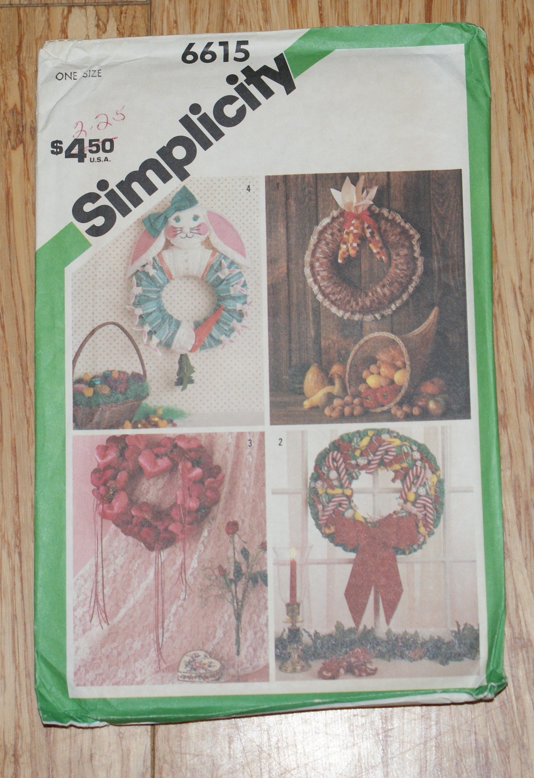 Retired UNCUT Simplicity Seasonal Wreaths Pattern 6615 Christmas ...