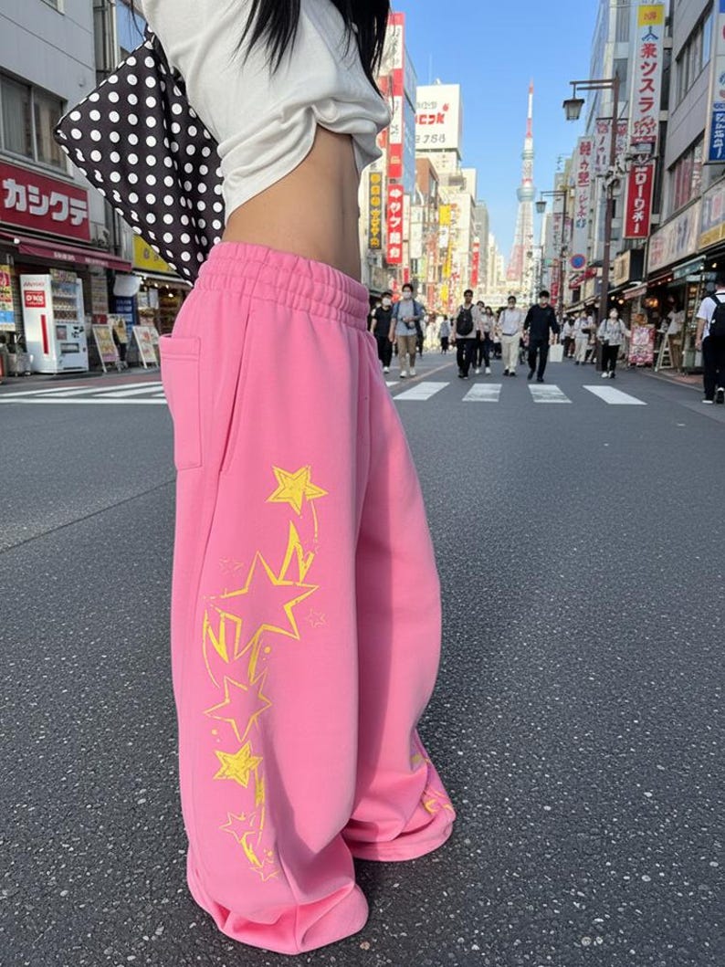 Y2K Harajuku Retro Letter Print Wide-leg Sweatpants, Elastic Waist ...