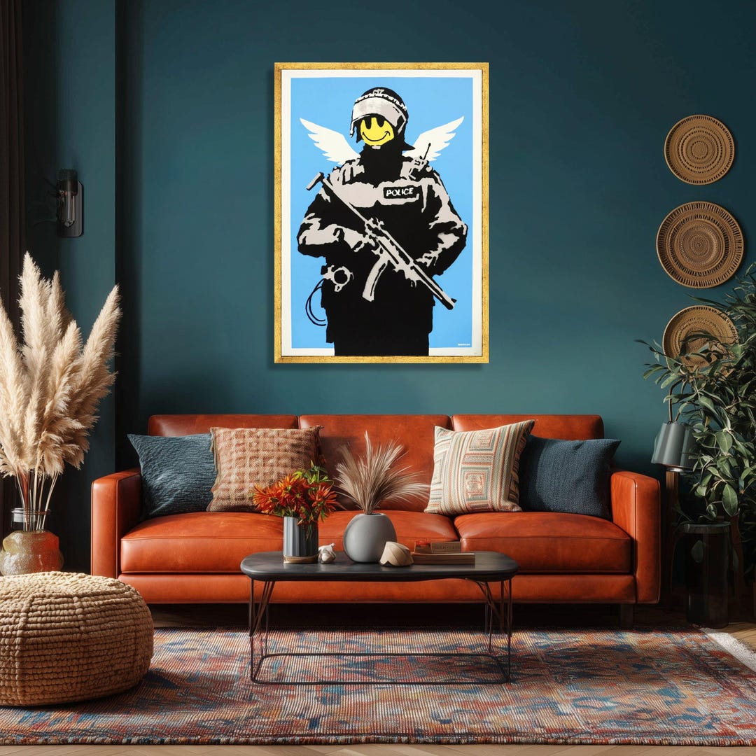 Banksy Smiley Face Police Canvas, Urban Graffiti Wall Art - Etsy