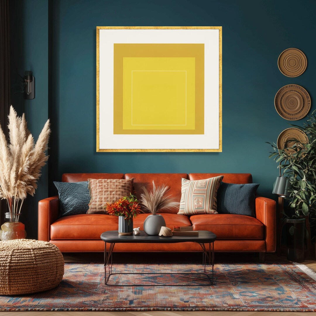 Yellow Square Abstract Canvas, Joseph Albers Style, Minimalist Decor - Etsy