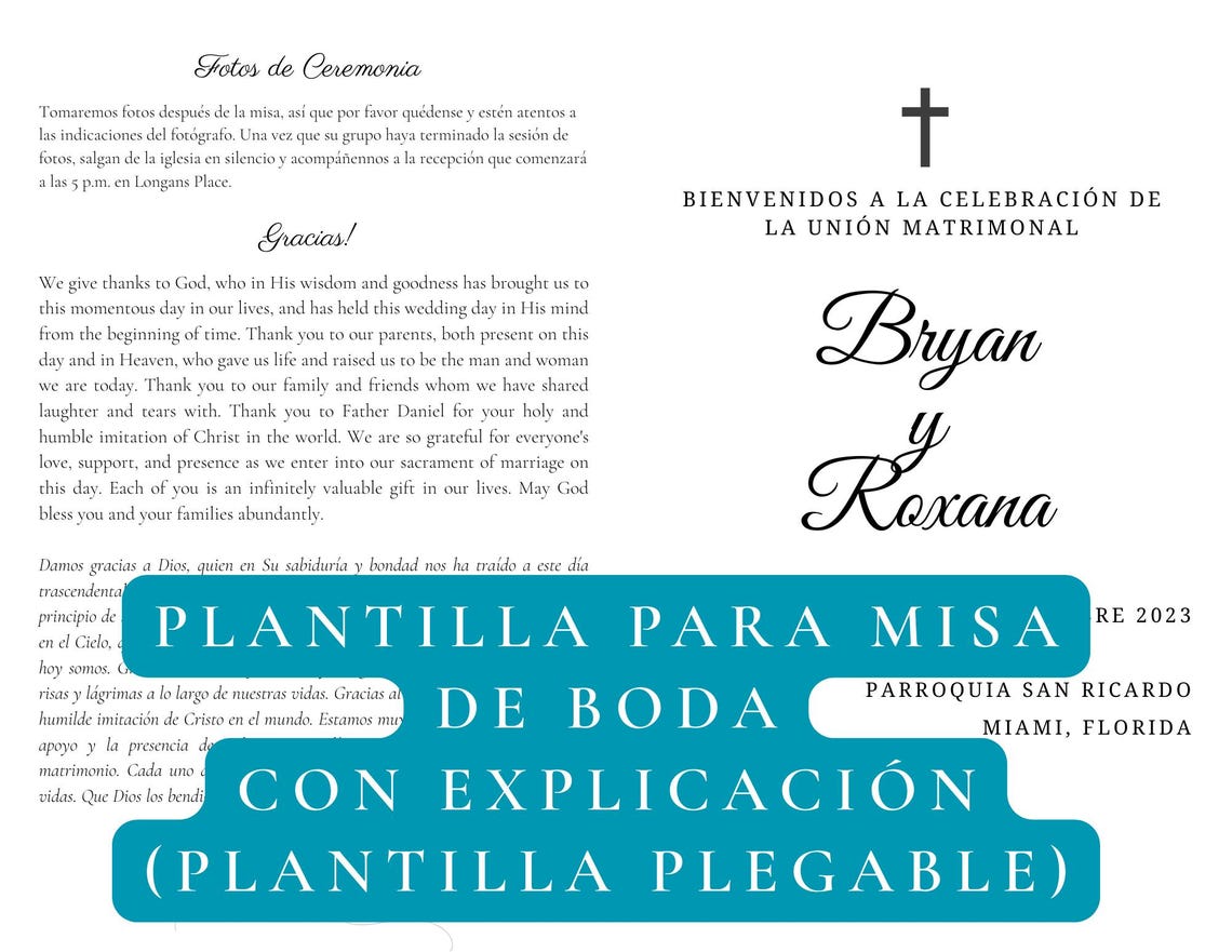 Catholic Wedding Mass Program Template | Editable Canva (digital ...