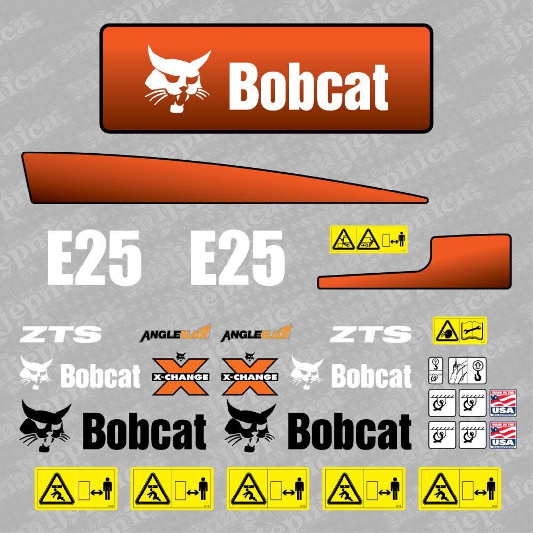 Aftermarket E25 Bobcat Mini Excavator Compact Decals / Aufkleber ...