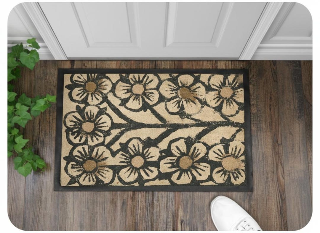 Medieval Folk Art Door Mat - Hand-drawn Primitive Folk Art Inspired by ...
