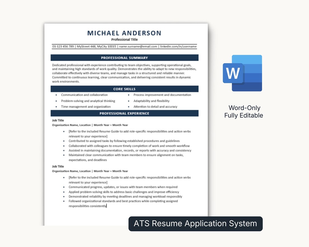 Modern ATS Resume Template | Cover Letter & Writing Guide (word, A4/US ...