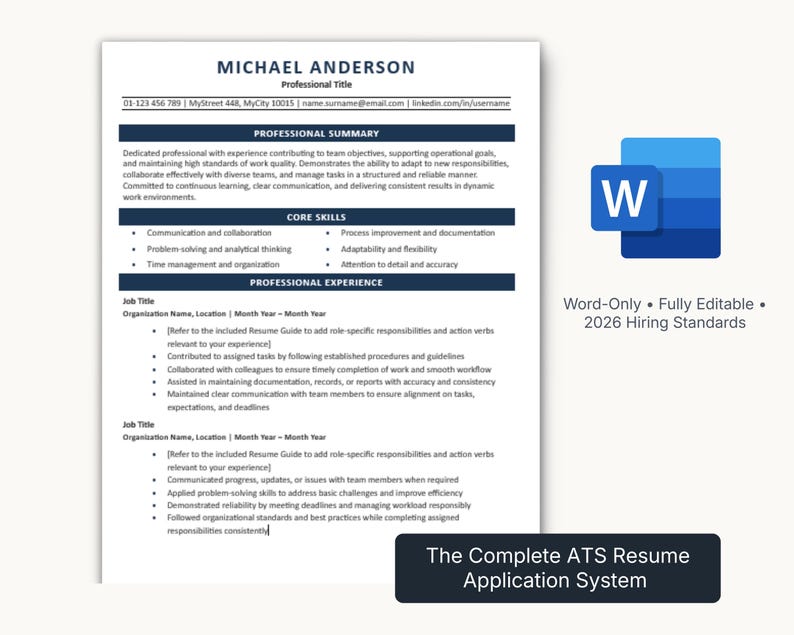 Buy Modern ATS Resume Application System | Word Resume Template | 1 ...