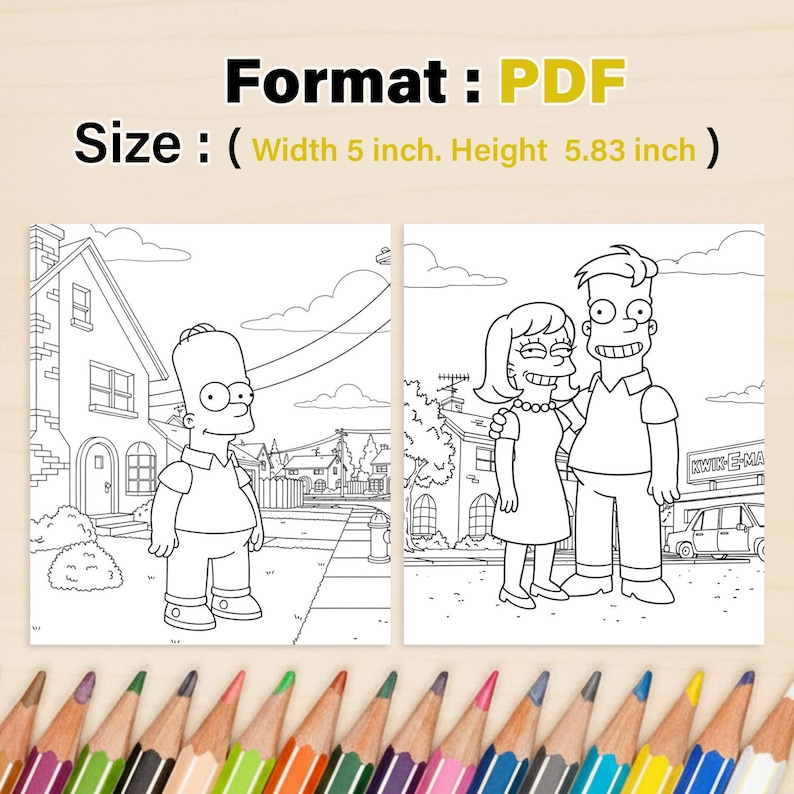 Simpsons Coloring Pages | Kids Cartoon Printable (PDF Download, 8 Pages ...