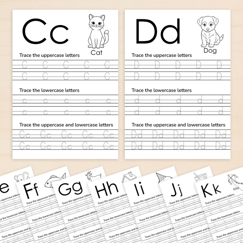 A–Z Alphabet Tracing Worksheets for Kids | Uppercase & Lowercase Letter ...