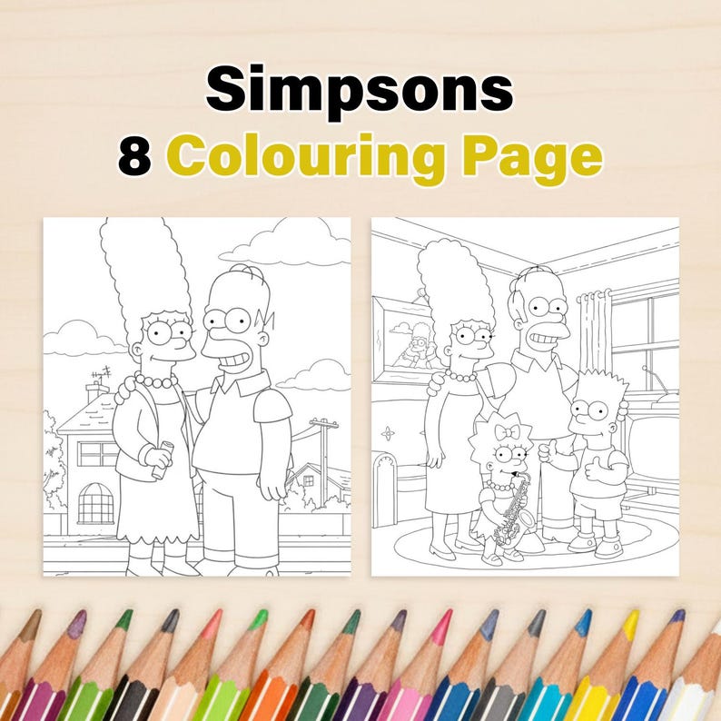 Simpsons Coloring Pages | 8 Cartoon Illustrations With Color Guides ...