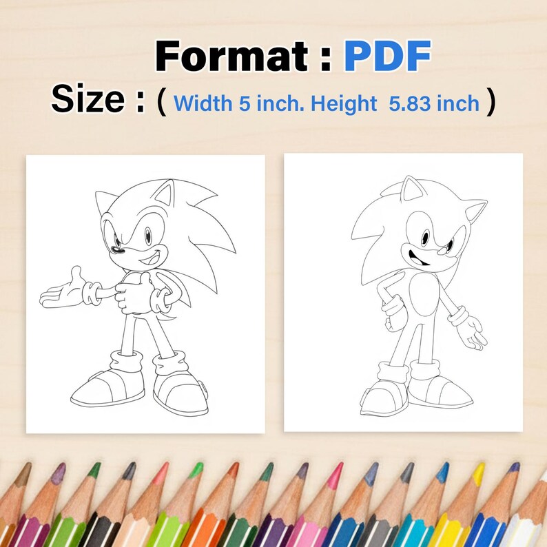 Sonic Coloring Pages for Kids | 6 Cartoon Designs + Color Guides (PDF ...