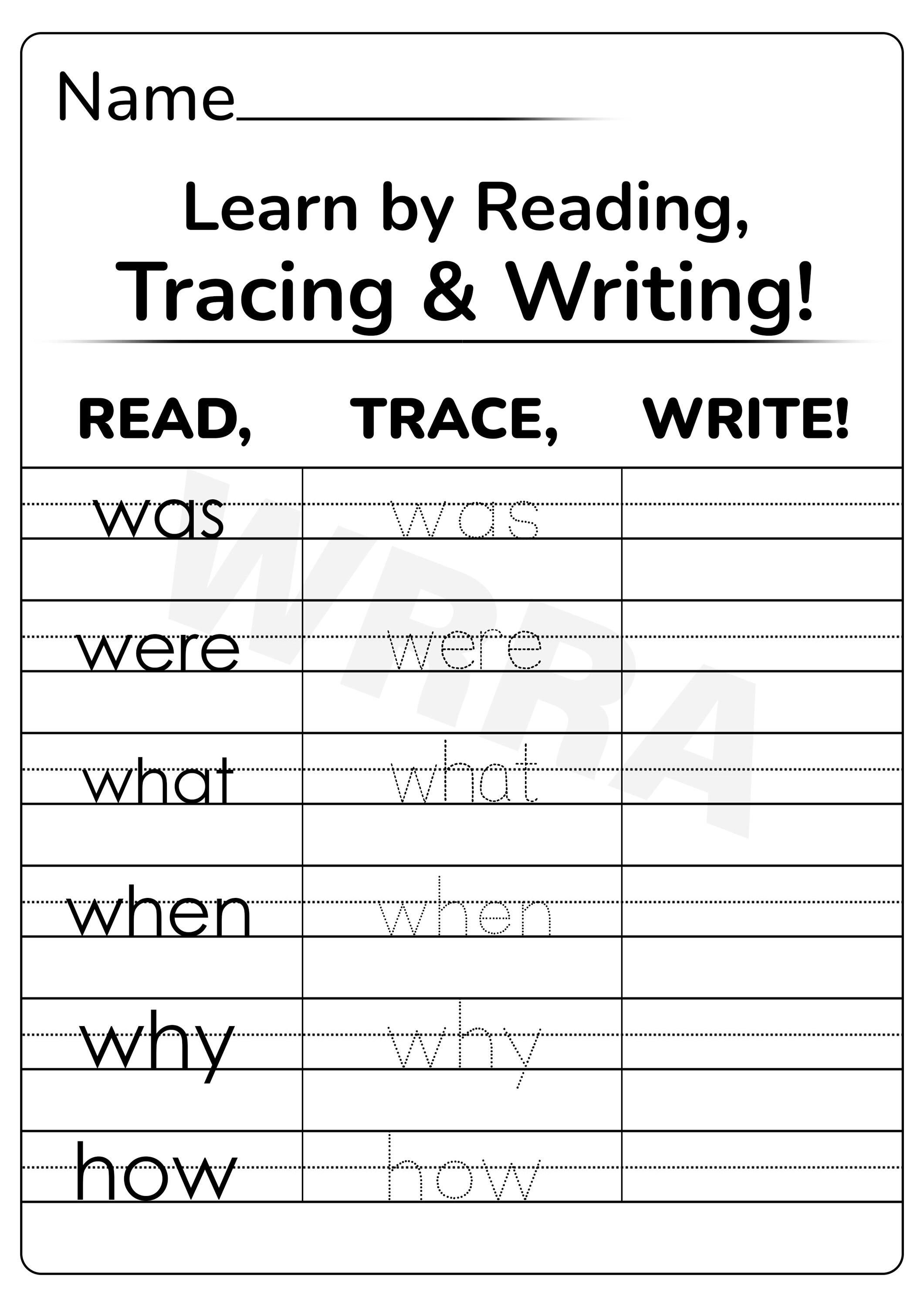 Sight Word Tracing Worksheets | Read Trace Write Printable | Kids ...