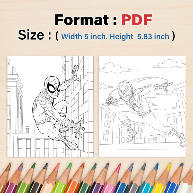 Spiderman Coloring Pages | Kids Superhero Activity (PDF Download) - Etsy