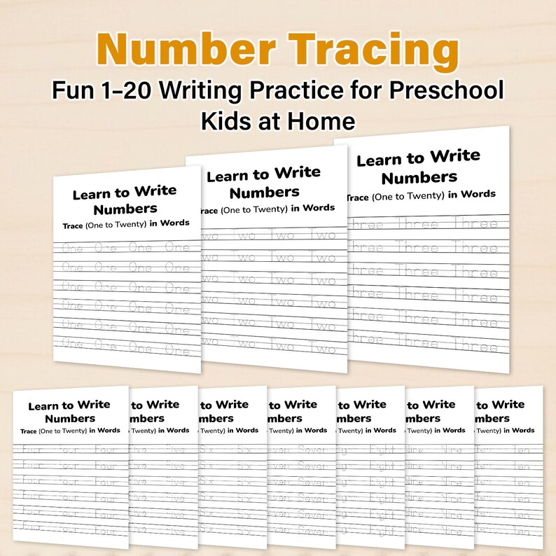 Number Tracing Worksheets 1–20 Printable | Preschool Counting Practice ...