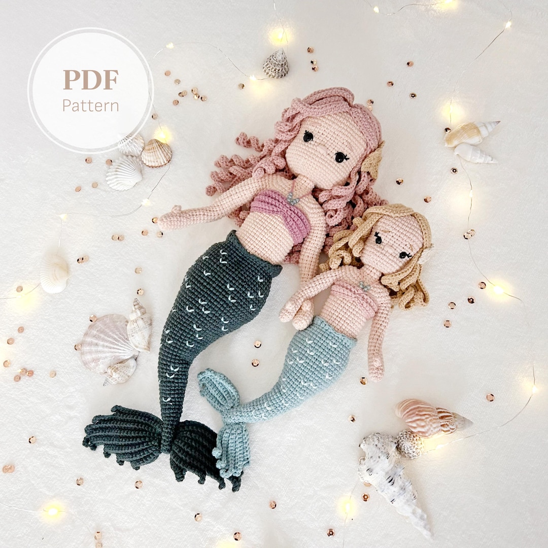 Crochet Mermaid Dolls Pattern Bundle | Posable Ocean Plushie Amigurumi ...
