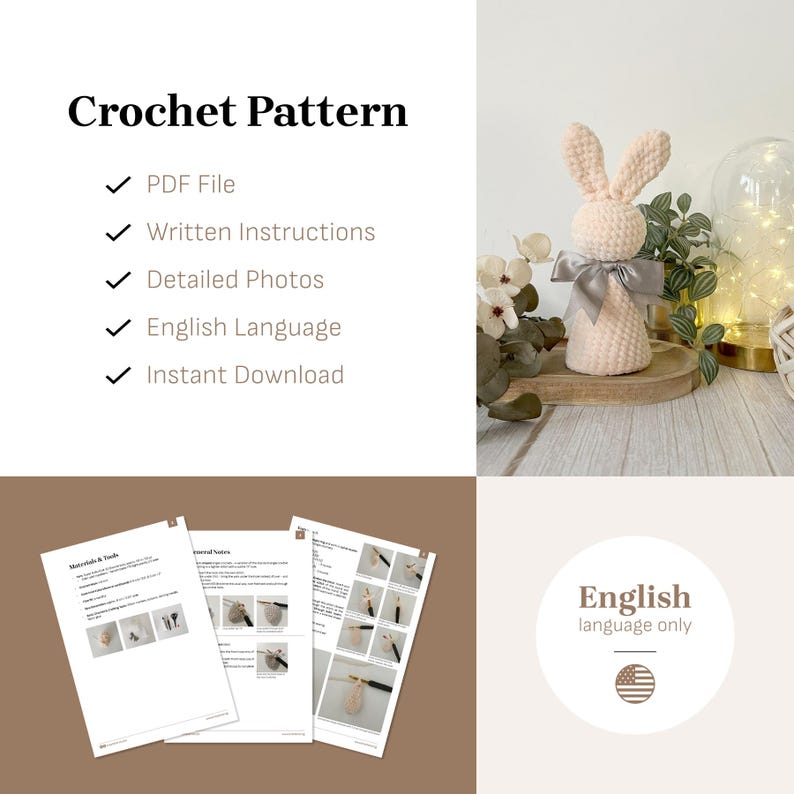 Easter Bunny Crochet Pattern | Plush Amigurumi Rabbit Figurine ...