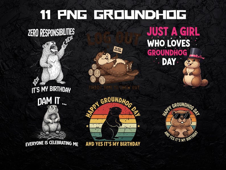 Funny Groundhog Day PNG Bundle | Groundhog Birthday Designs | Retro ...