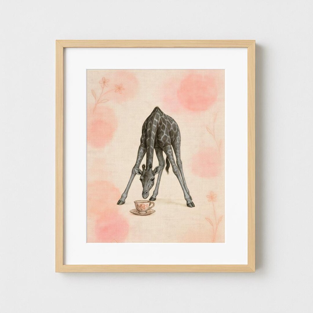 Tea Time Giraffe – Printable Art | Fantaisies Animales Du Jardin Secret ...