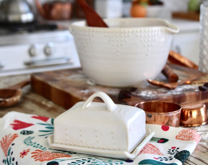 European Butter Dish With Lid and Handle Modern Farmhouse Kitchen READY ...