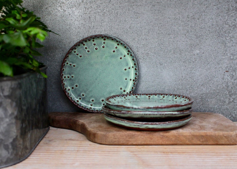 Small Handmade Ceramic Plate, Appetizer Dessert Dish - Aqua Mist ...