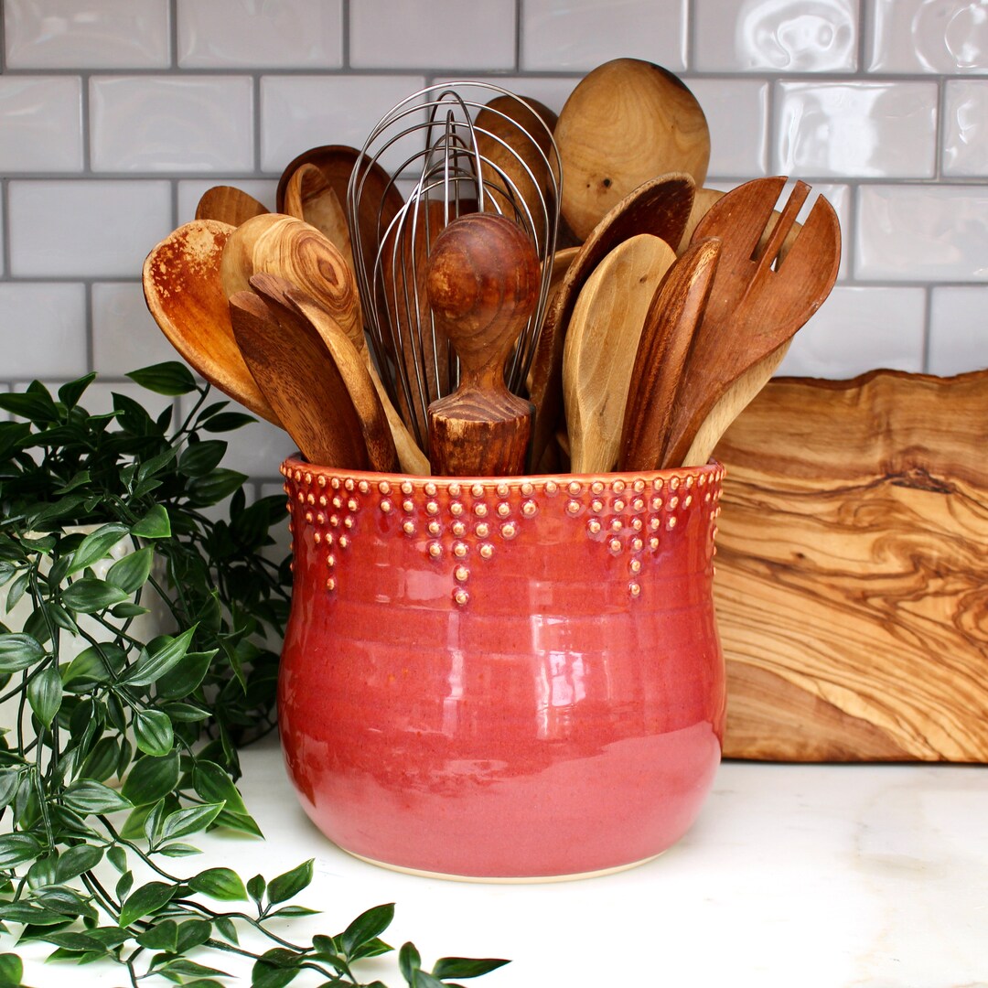 Extra Large Utensil Crock Rustic Farmhouse Kitchen Canister - Etsy