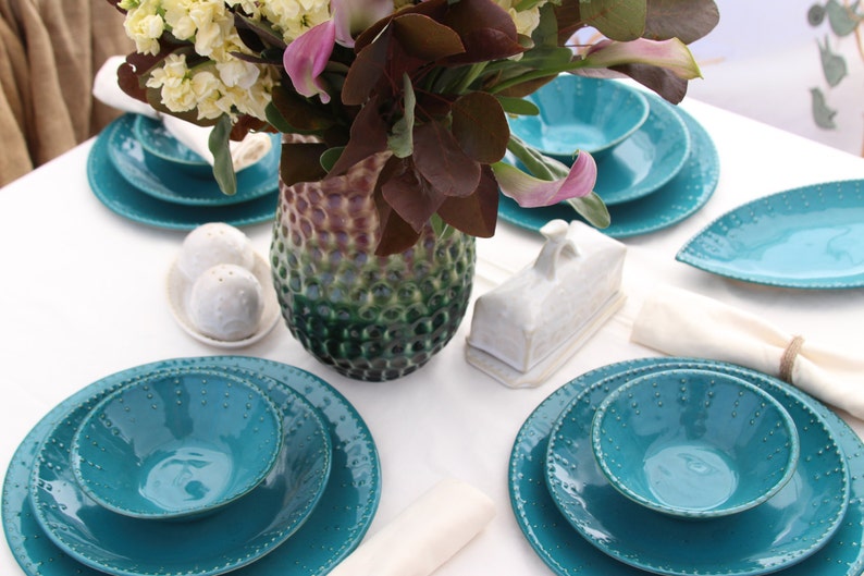 Dark Teal Dinnerware Dinner Salad Dessert Bread Plate and | Etsy